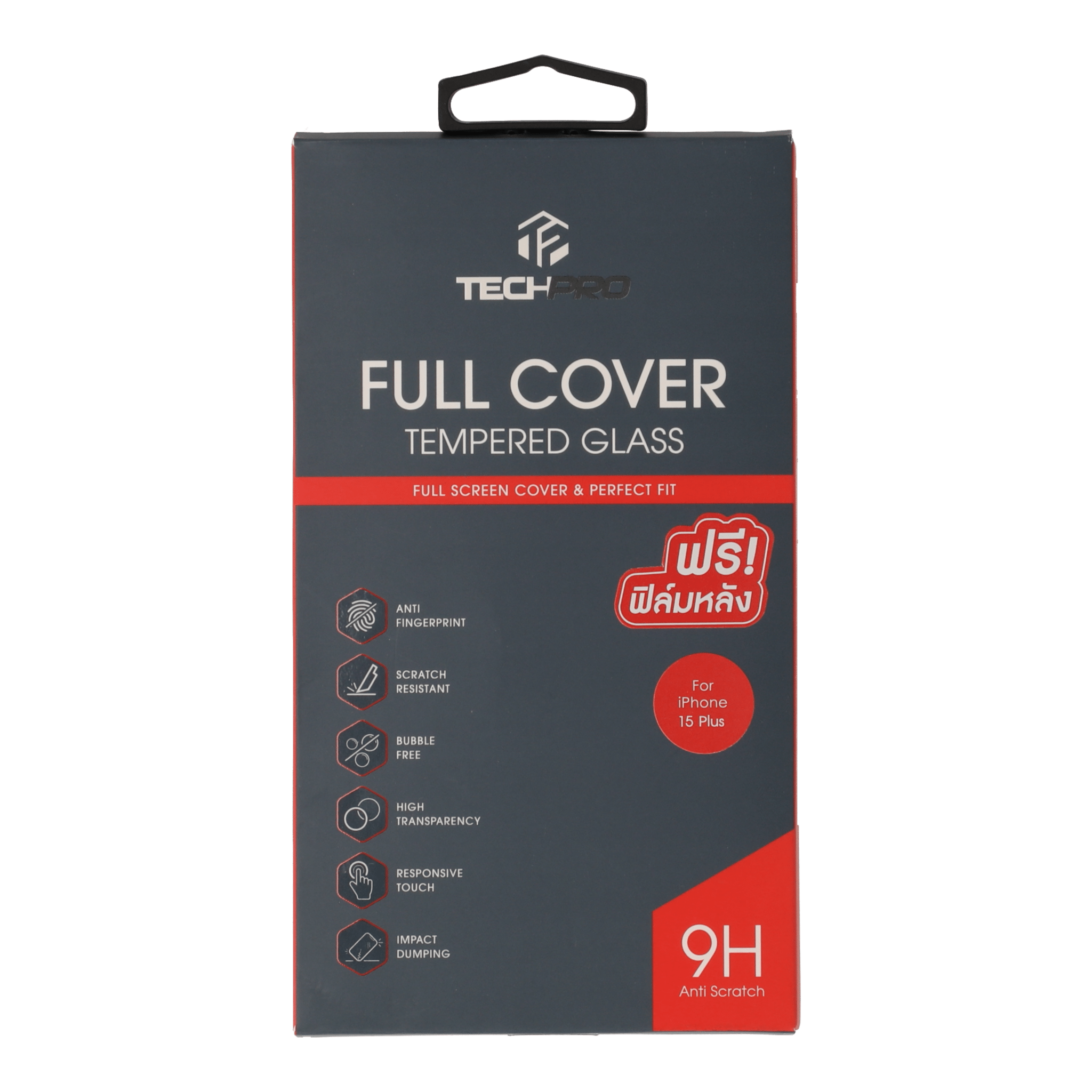 TECHPRO TG FF ฟิล์ม iPhone 15 Plus Black | Studio7 online
