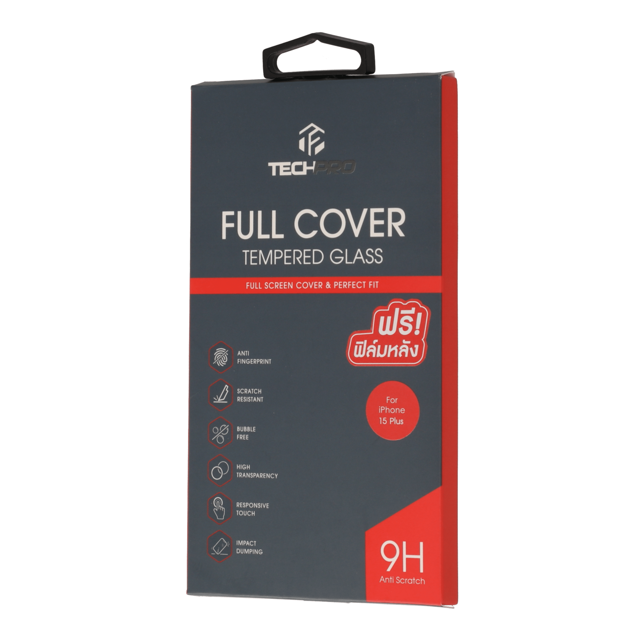 TECHPRO TG FF ฟิล์ม iPhone 15 Plus Black | Studio7 online