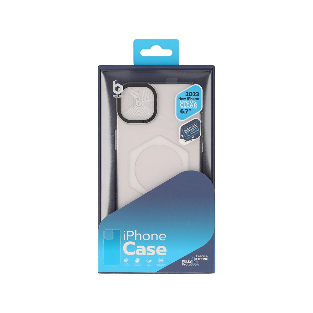 Blue Box เคส iPhone 15 Plus Clear Shading edge with Magnetic Black ...