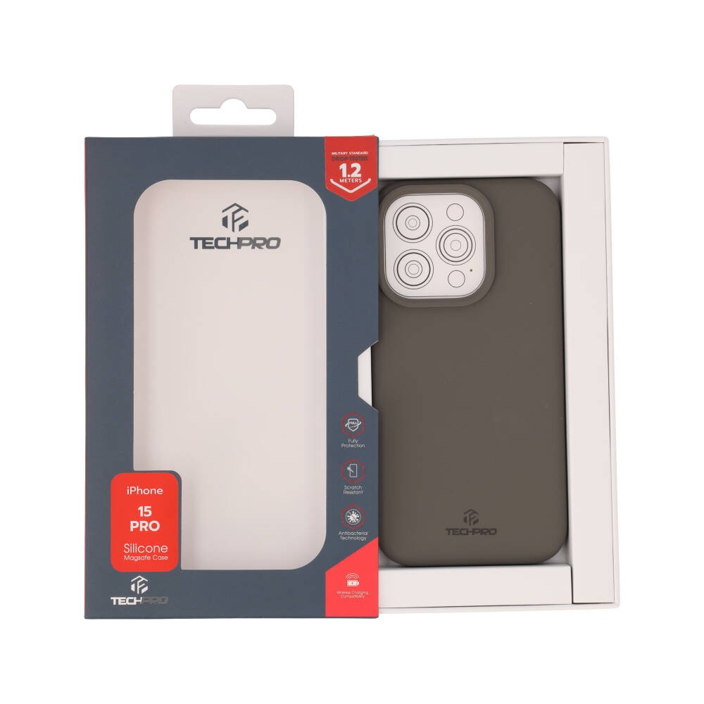 เคส TECHPRO iPhone 15 Pro Silicone with Magsafe Coffee Brown | Studio7 ...