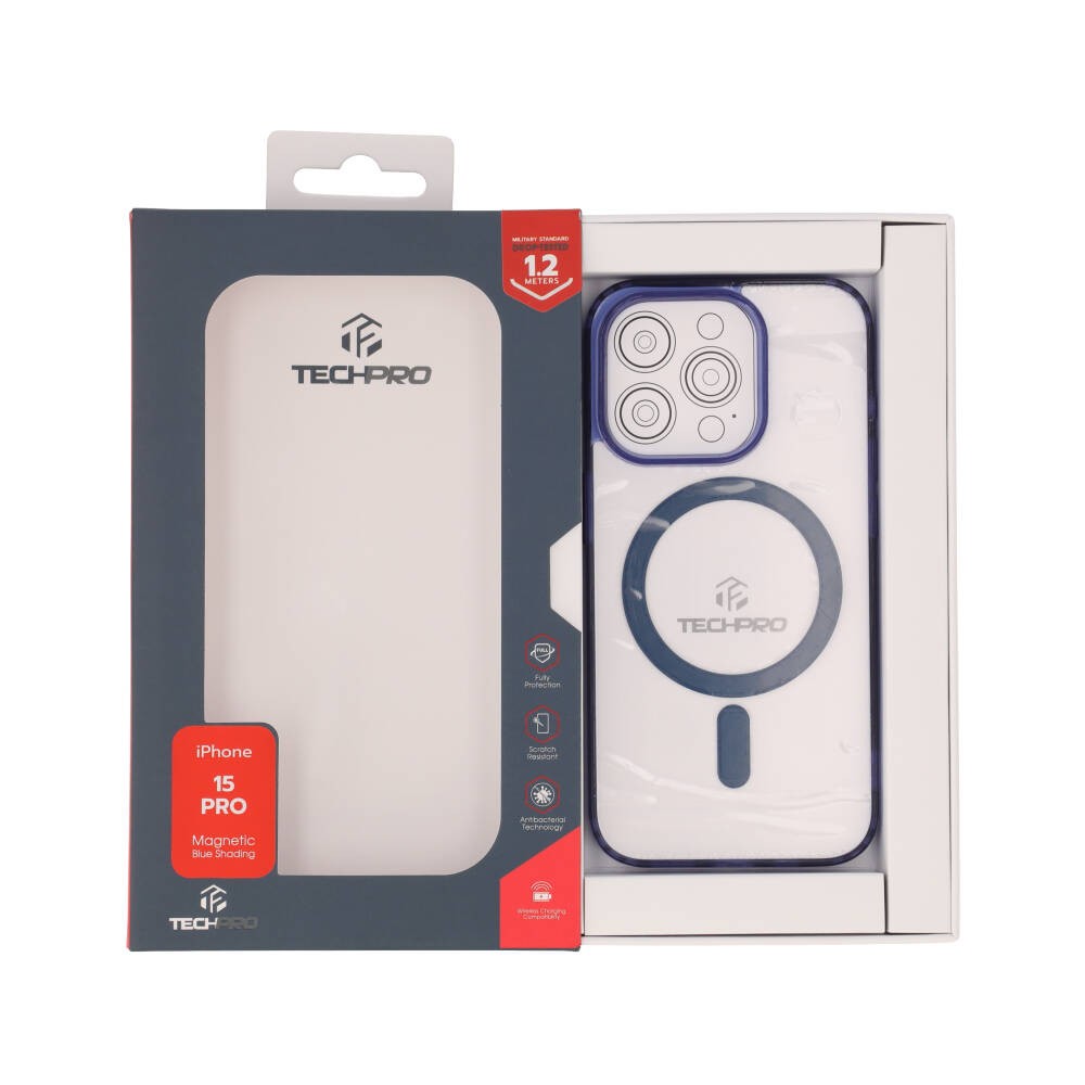เคส TECHPRO iPhone 15 Pro with Magnetic Black Shading Blue bumper | Studio7 online