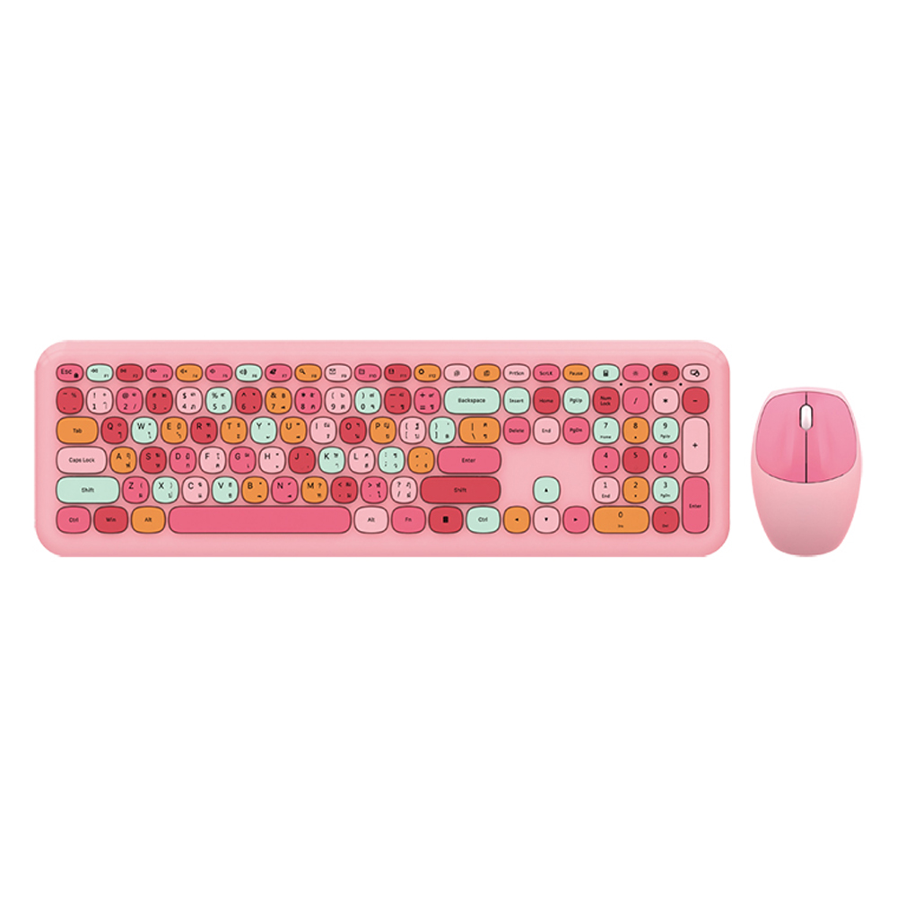 ชุดเมาส์ คีย์บอร์ดไร้สาย Mofii Wireless Mouse Keyboard Silent Lollipop Mixed Rose Th En