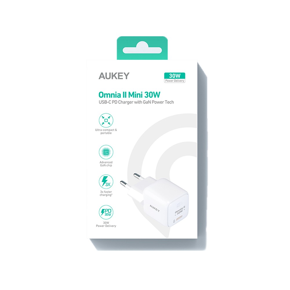 อะแดปเตอร์ AUKEY Wall USB Charger 1 USB-C 30W GaN Tech White (ITSI ...