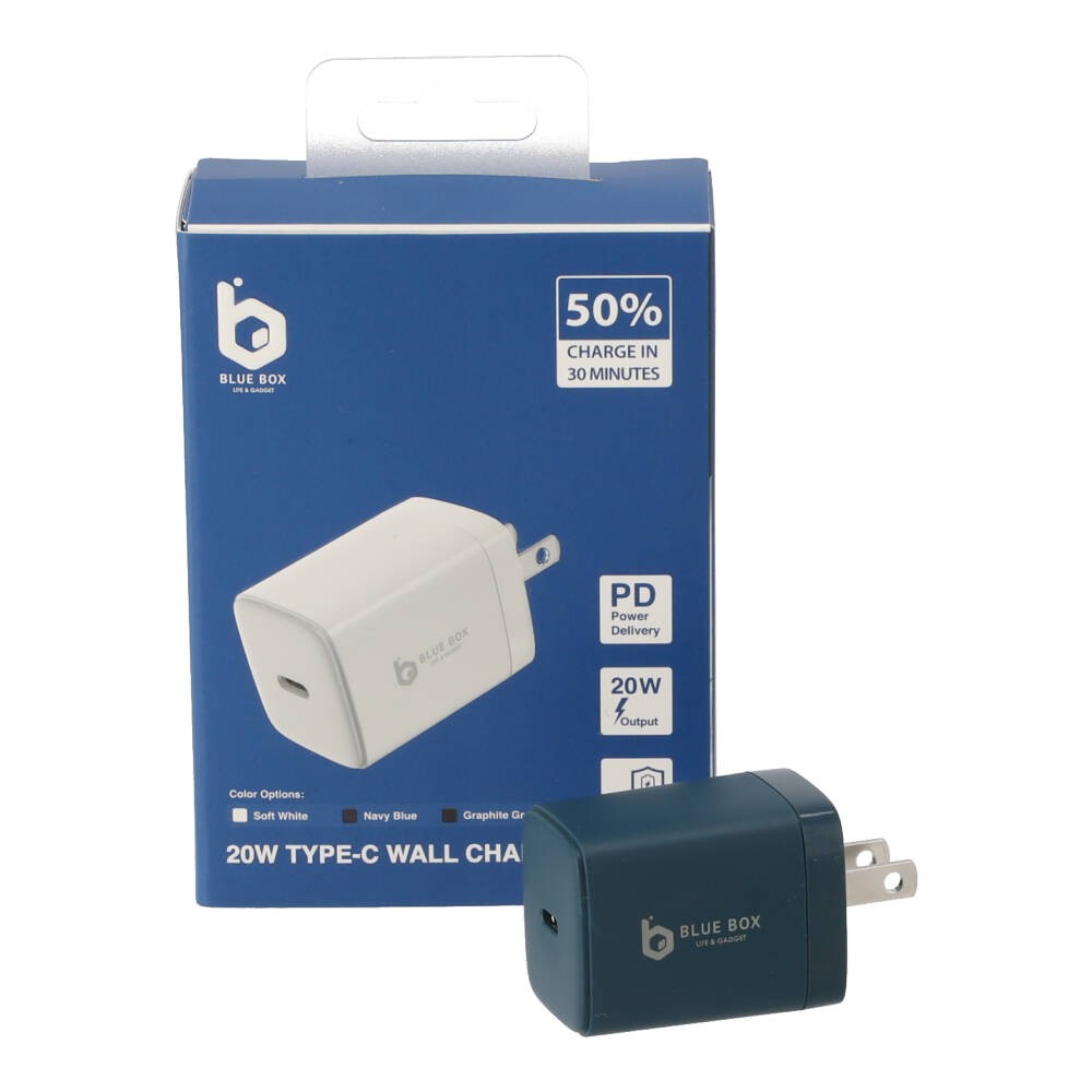 อะแดปเตอร์, หัวชาร์จ Blue Box Wall USB Charger 1 USB-C PD20W Navy Blue ...