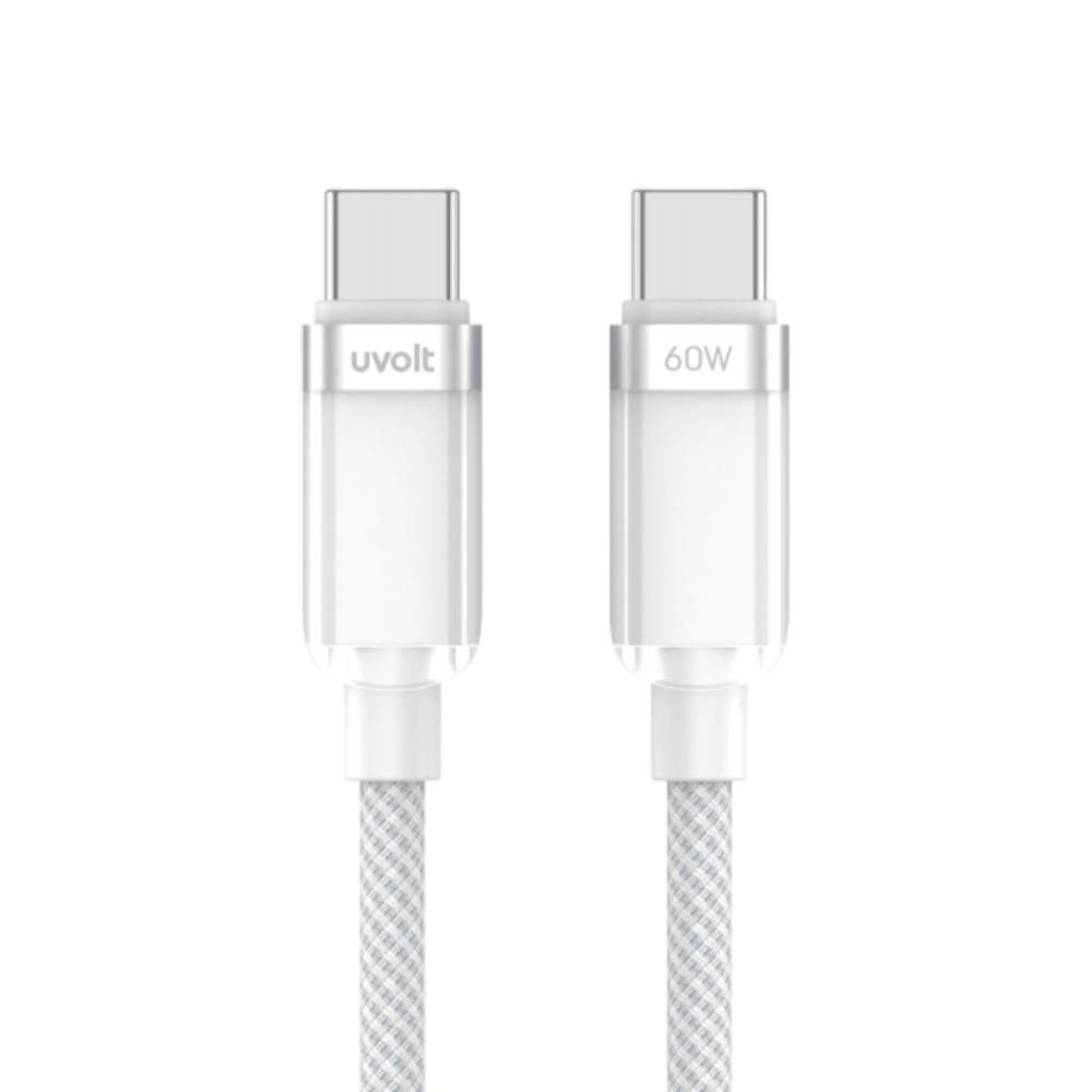 สายชาร์จ UVOLT USB-C to USB-C DATA Cable 60W 1.2M White | Studio7 online