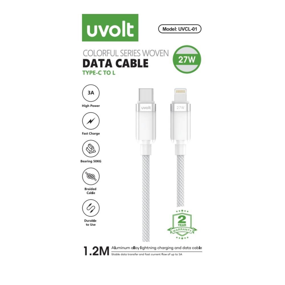 สายชาร์จ UVOLT USB-C to Lightning DATA Cable 27W 1.2M White | Studio7 ...