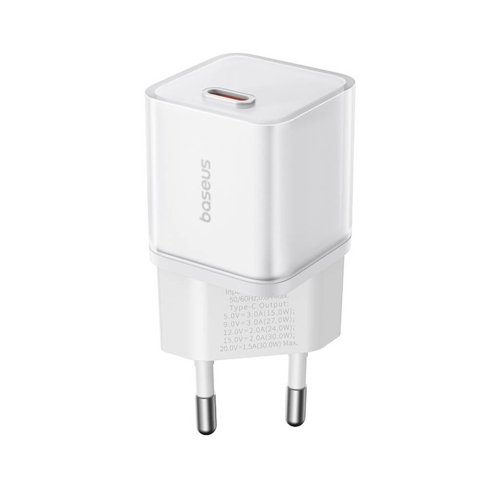 อะแดปเตอร์ Baseus Wall USB Charger 1 USB-C (PD30W) GaN5S White (TISI ...