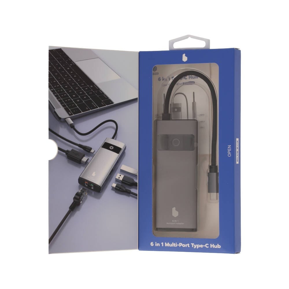 Blue Box Port Hub USB Type-C 6-in-1 Screen On/Off button Grey | Studio7 ...