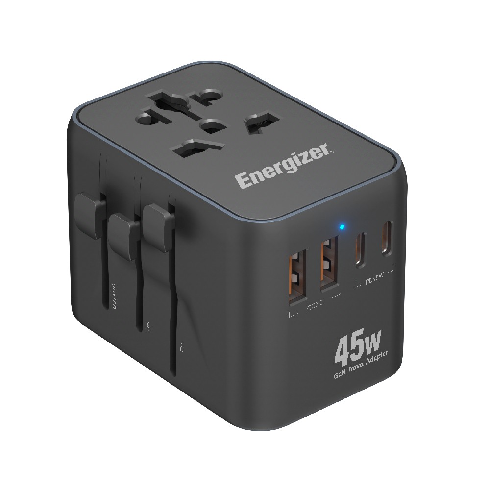หัวแปลงปลั๊กไฟ Energizer Universal Travel USB Ports 45W (ETC451) Black ...