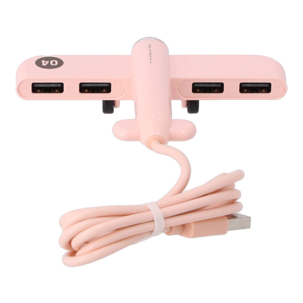 QPLUS Airplane 4 Ports USB-A 2.0 Hub - Pink | Studio7 online