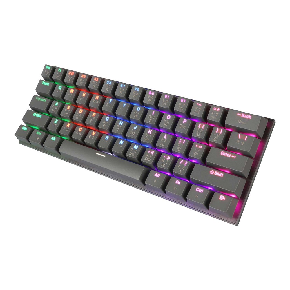 คีย์บอร์ดเกมมิ่ง Tsunami Gaming Keyboard MK-61 Cement Gray Blue Switch ...