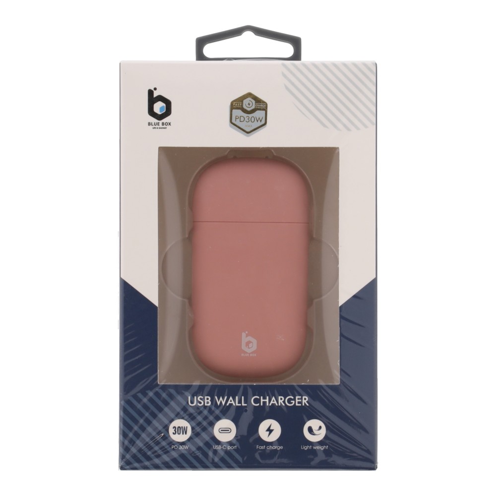 อะแดปเตอร์ Blue Box Flat Wall USB Charger USB-C (PD30W) - TP05 Matte pink | Studio7 online