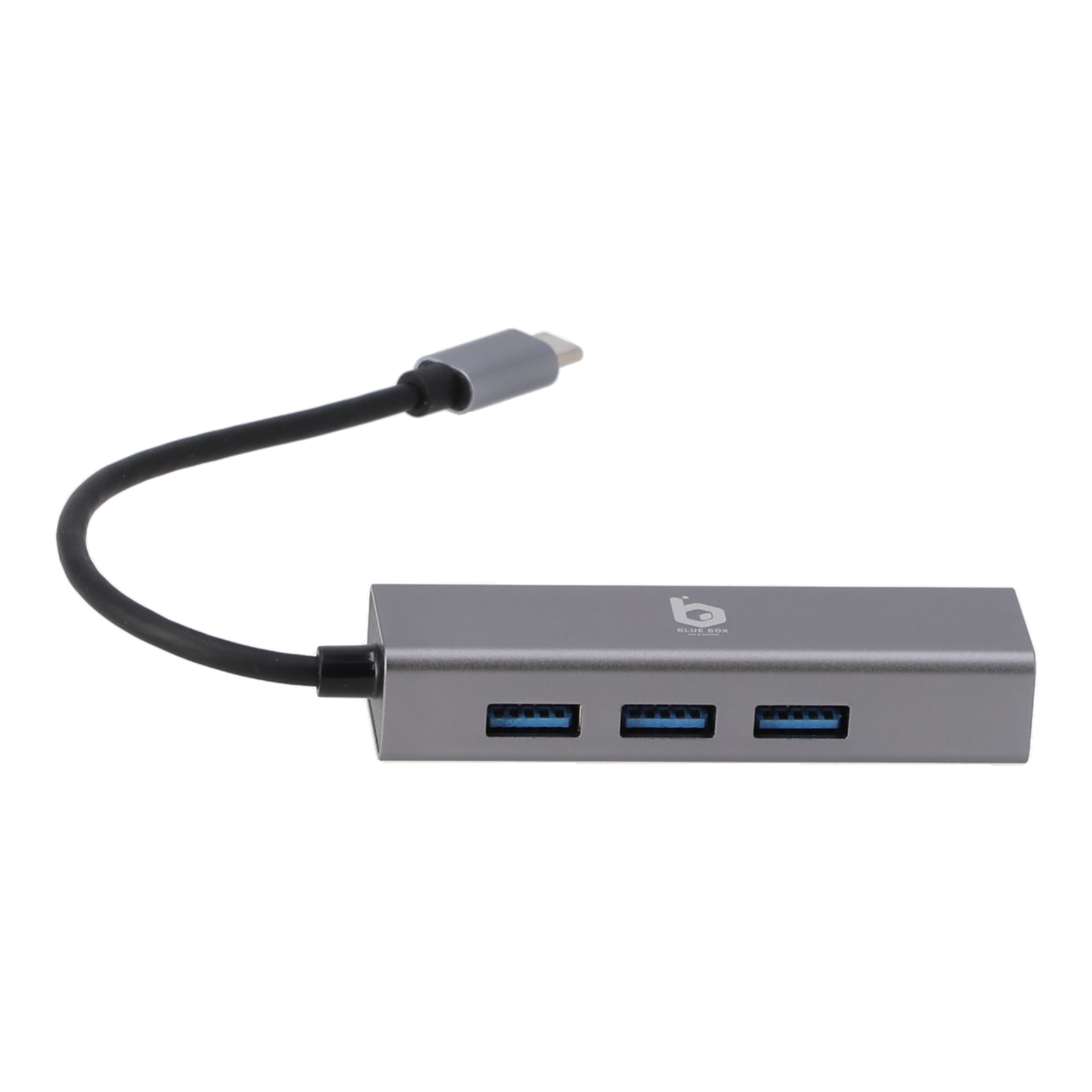 ยูเอสบีฮับ Blue Box Type-C to USB-A 3.0 Hub 4 Ports - Silver Grey ...