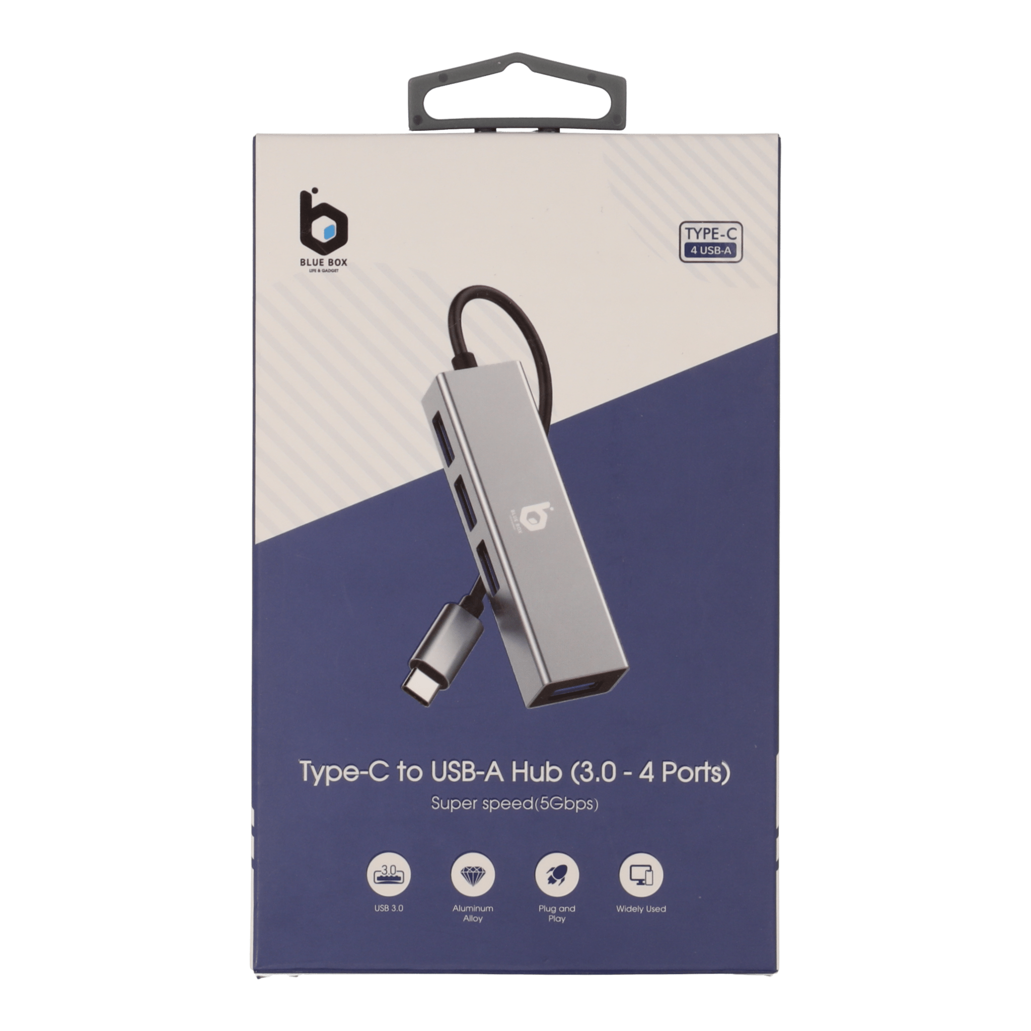 ยูเอสบีฮับ Blue Box Type-C to USB-A 3.0 Hub 4 Ports - Silver Grey ...
