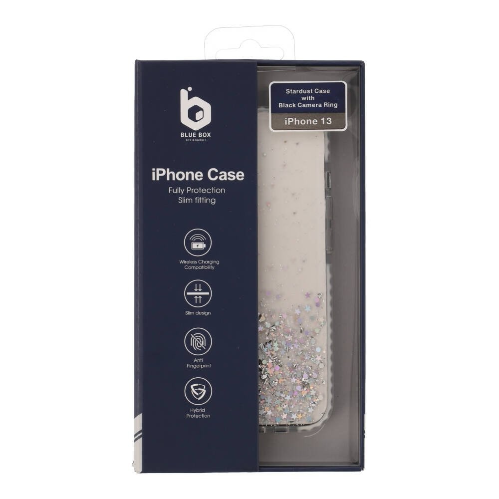 เคสไอโฟน Blue Box Casing for iPhone 13 Clear Glitter with black camera ...