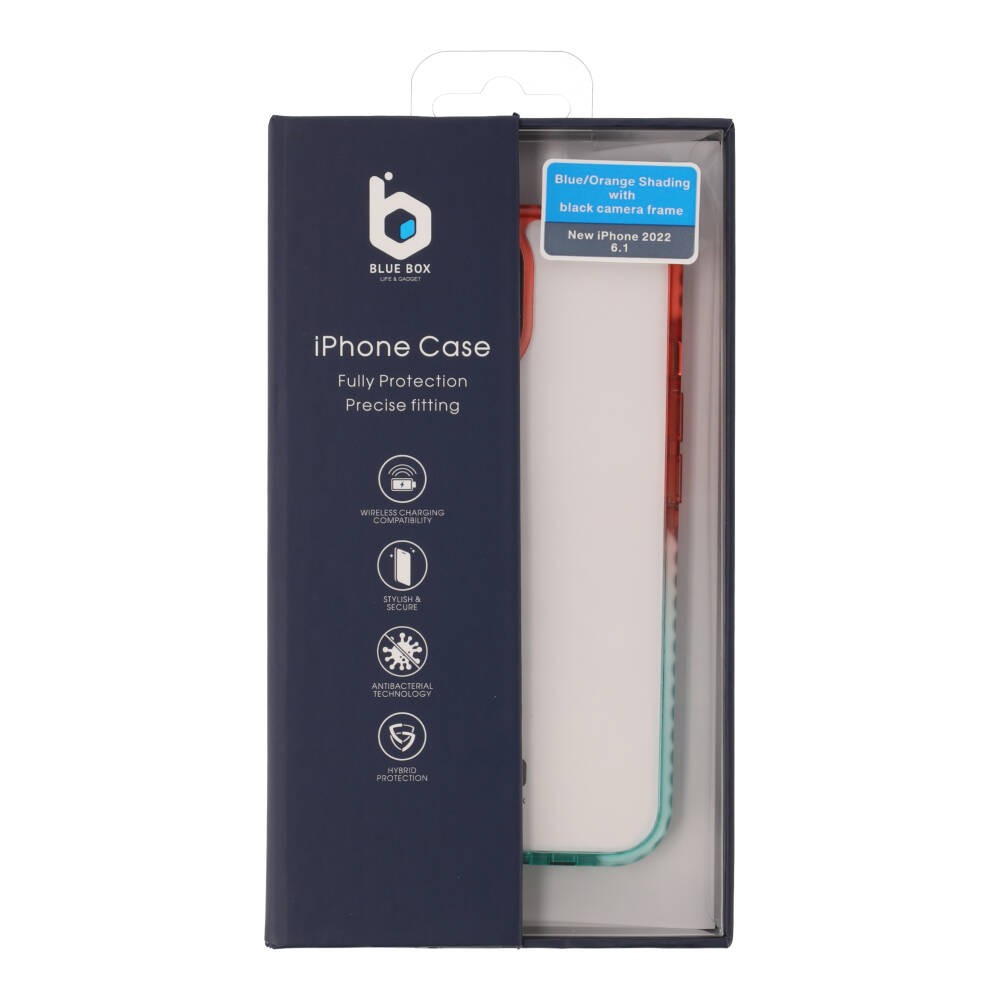 Blue Box เคส iPhone 14 (6.1) Blue/Orange Shading with black camera ...