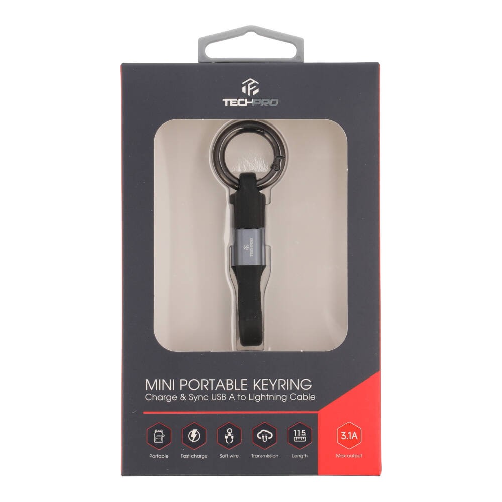 สายชาร์จ TECHPRO Mini Portable Keyring Charge & Sync Cable - USB-A to Lightning | Studio7 online
