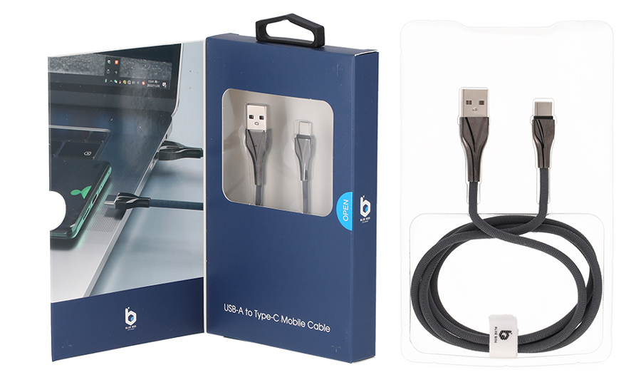 สายชาร์จ USB-A to USB-C Blue Box ราคาดี Copper+Knitting wire 1M. 3A ...